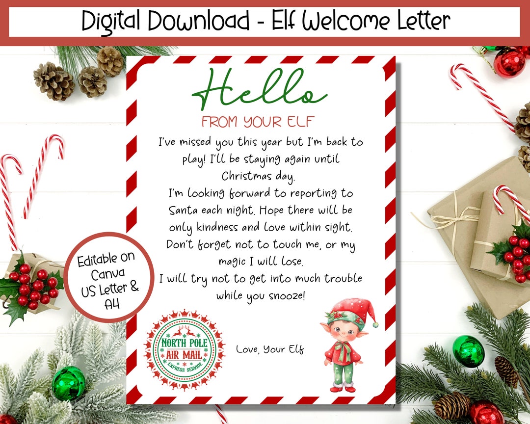 EDITABLE Elf Welcome Letter, Elf Arrival Letter, I'm Back Letter From ...