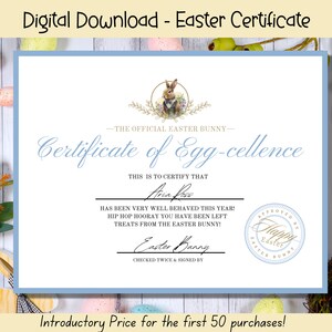 EDITABLE Certificate From Easter Bunny, Blue Printable Easter Bunny ...
