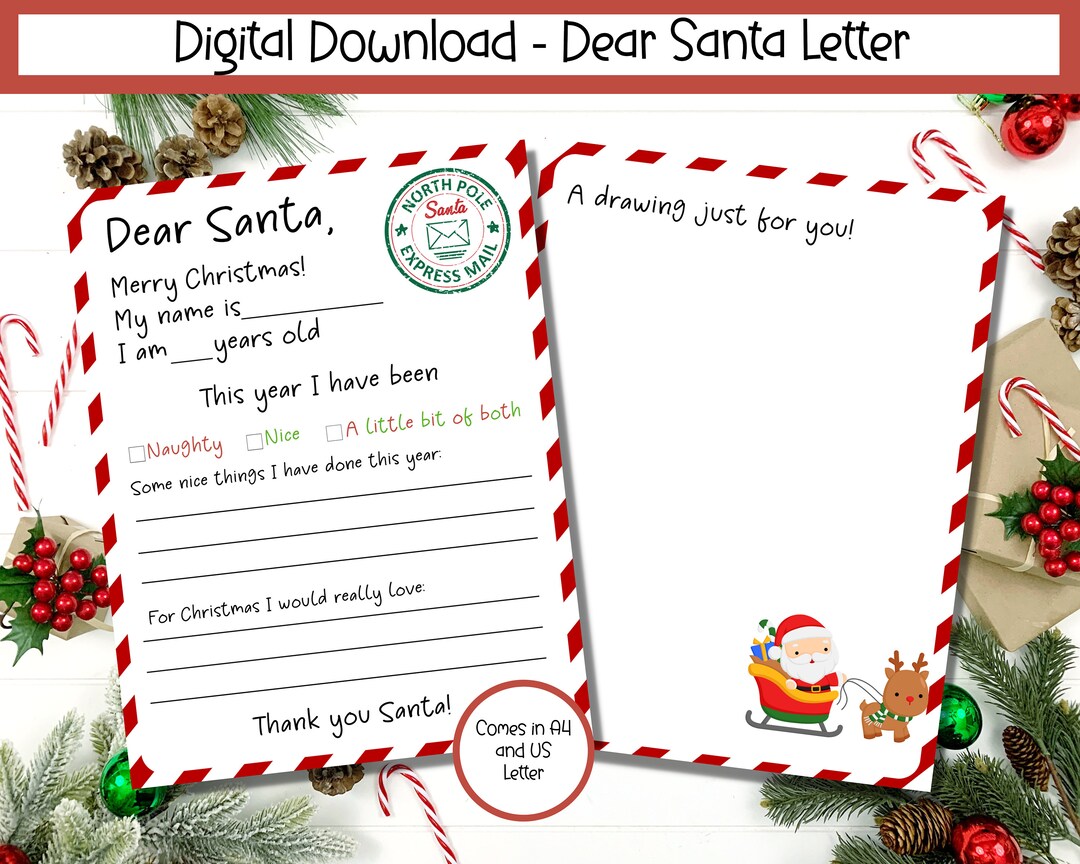 Letter to Santa, Kids Letter to Santa, Printable Letter to Santa, Kids ...