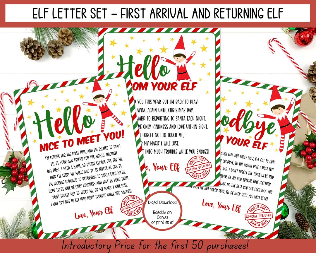 EDITABLE Elf Letter Set, Elf Welcome Letter, Elf Arrival Letter, Elf ...