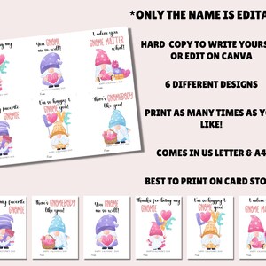 EDITABLE Printable Gnome Valentine Cards, Classroom Valentines Day Card ...