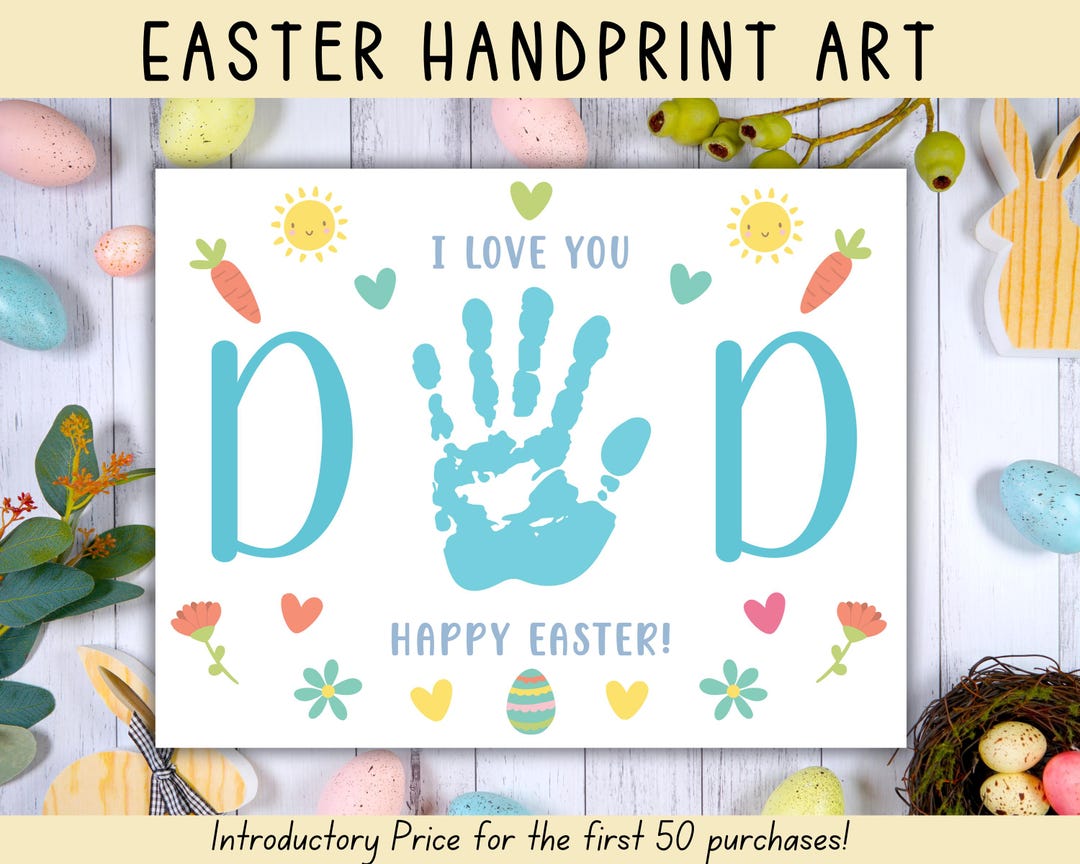 Easter Handprint Art, Easter Craft for Dad, Handprint Art, DIY Easter ...
