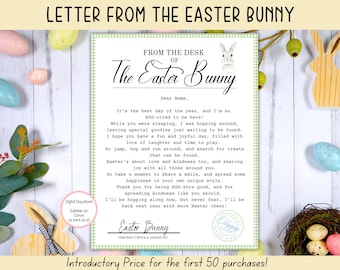 Editable Letter From Easter Bunny, Printable Easter Note for Kids ...