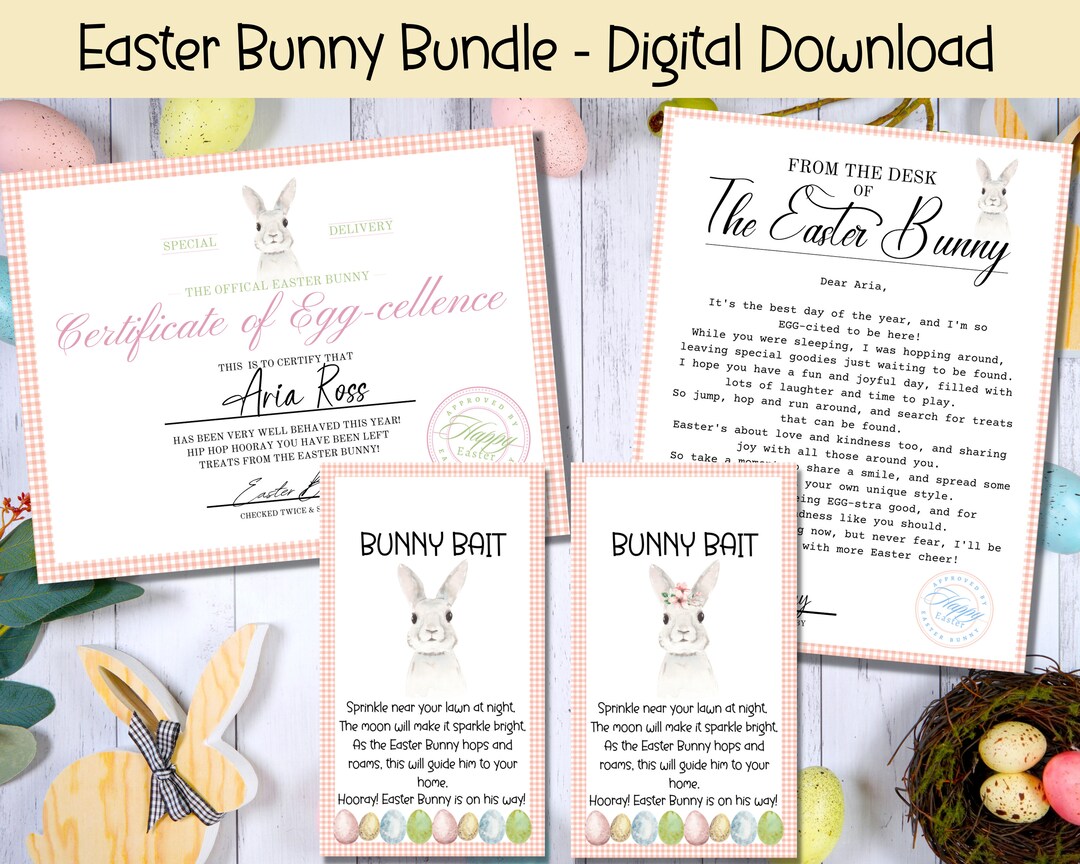 Easter Bunny Bundle Pink Easter Bunny Bait Tag EDITABLE - Etsy