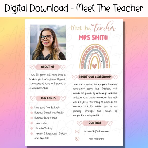 Meet the Teacher Template - Etsy