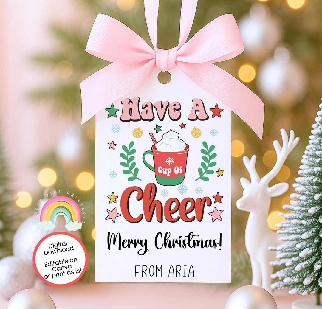 EDITABLE Christmas Teacher Appreciation Gift Tag, Cup of Cheer Gift Tag ...