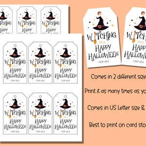 EDITABLE Halloween Gift Tag, Halloween Favor Tag, Trick or Treat Favor ...