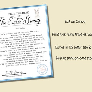 EDITABLE Letter From Easter Bunny Blue Printable Easter Bunny - Etsy
