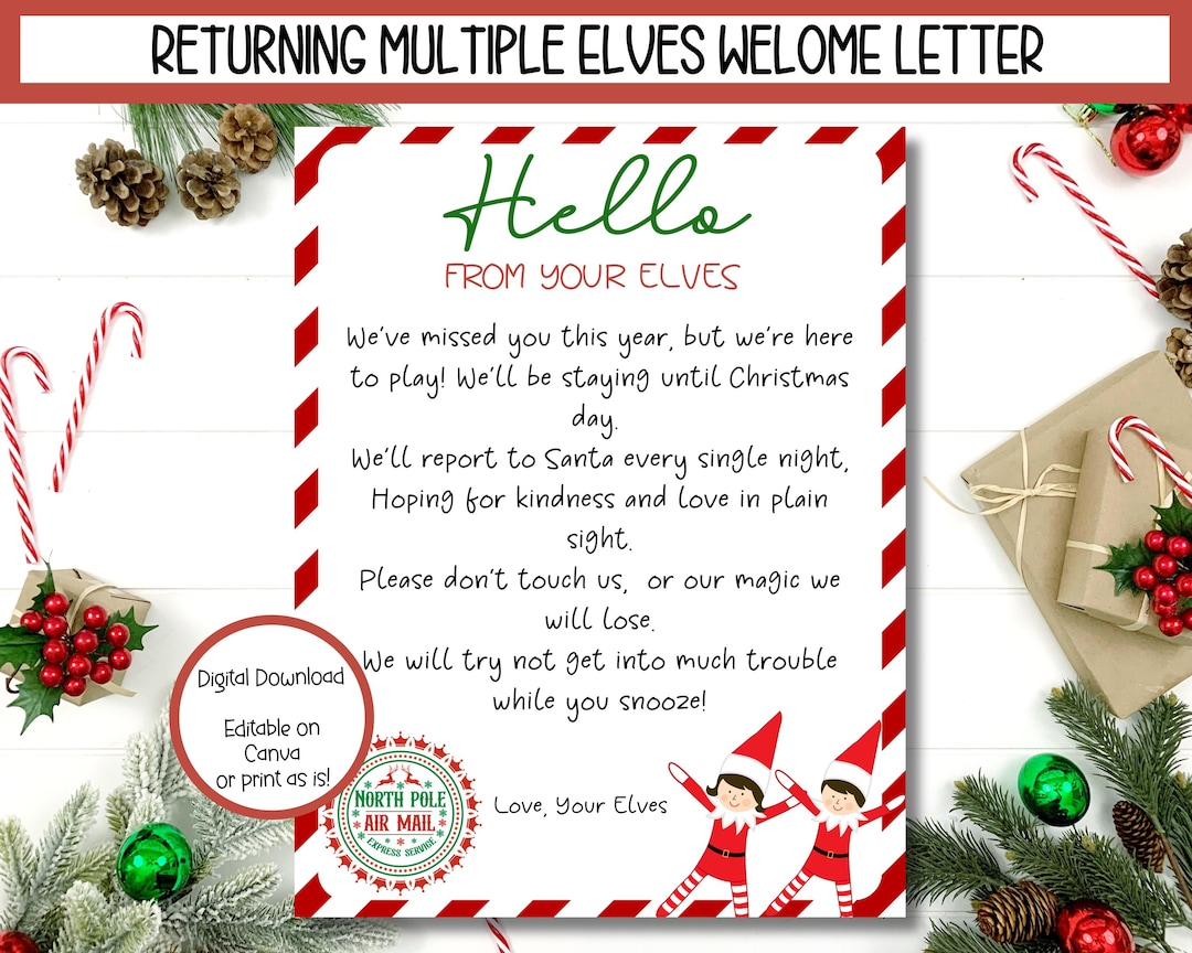 EDITABLE Multiple Elves Welcome Letter, Elf Arrival Letter, Elf Arrival ...