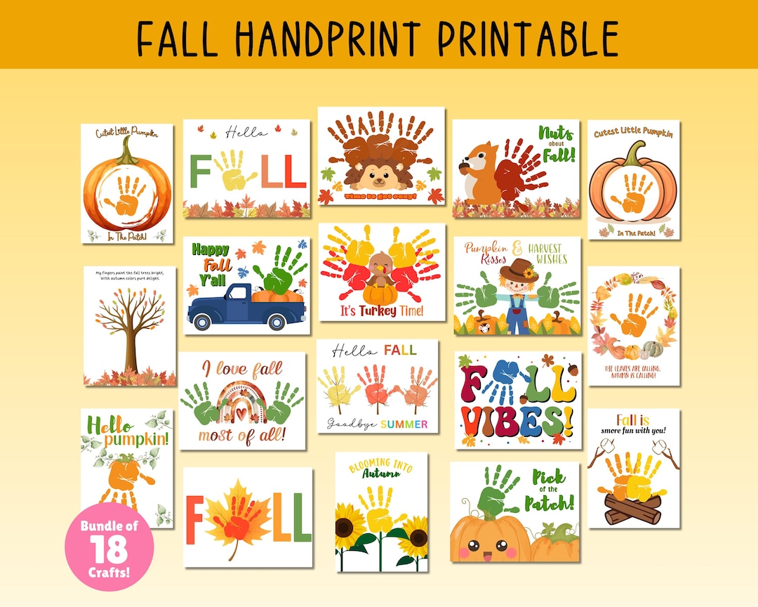 Fall Handprint Bundle, Printable Fall Handprint Craft for Kids, Fall ...