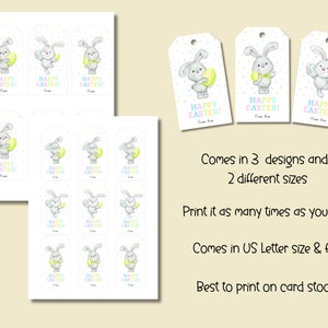 EDITABLE Colourful Bunny Easter Gift Tags, Easter Printables, Kids ...