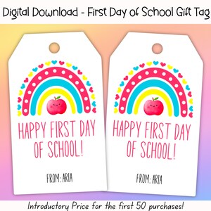 EDITABLE First Day of School Gift Tag, Back to School Gift Tag, Teacher ...