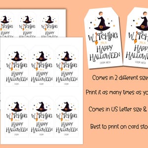 EDITABLE Halloween Gift Tag, Halloween Favor Tag, Trick or Treat Favor ...