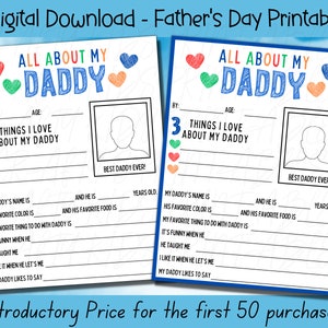 All About My Daddy Printable Father's Day Printable - Etsy