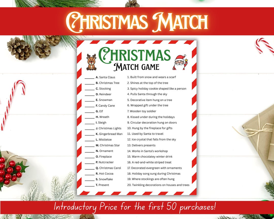Christmas Match Game, Christmas Matching Game Printable, Match Game ...