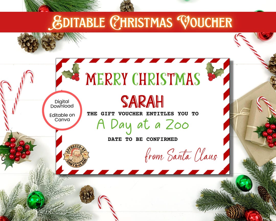 Christmas Gift Voucher Template, Last Minute Christmas Gift, Santa Gift ...