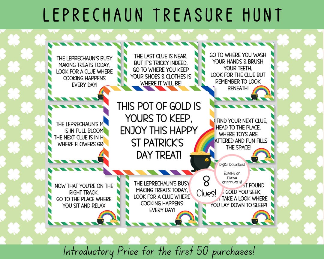 EDITABLE St Patrick's Day Treasure Hunt, Leprechaun Games, Leprechaun ...