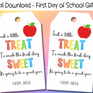 EDITABLE First Day of School Gift Tag Back to School Gift - Etsy
