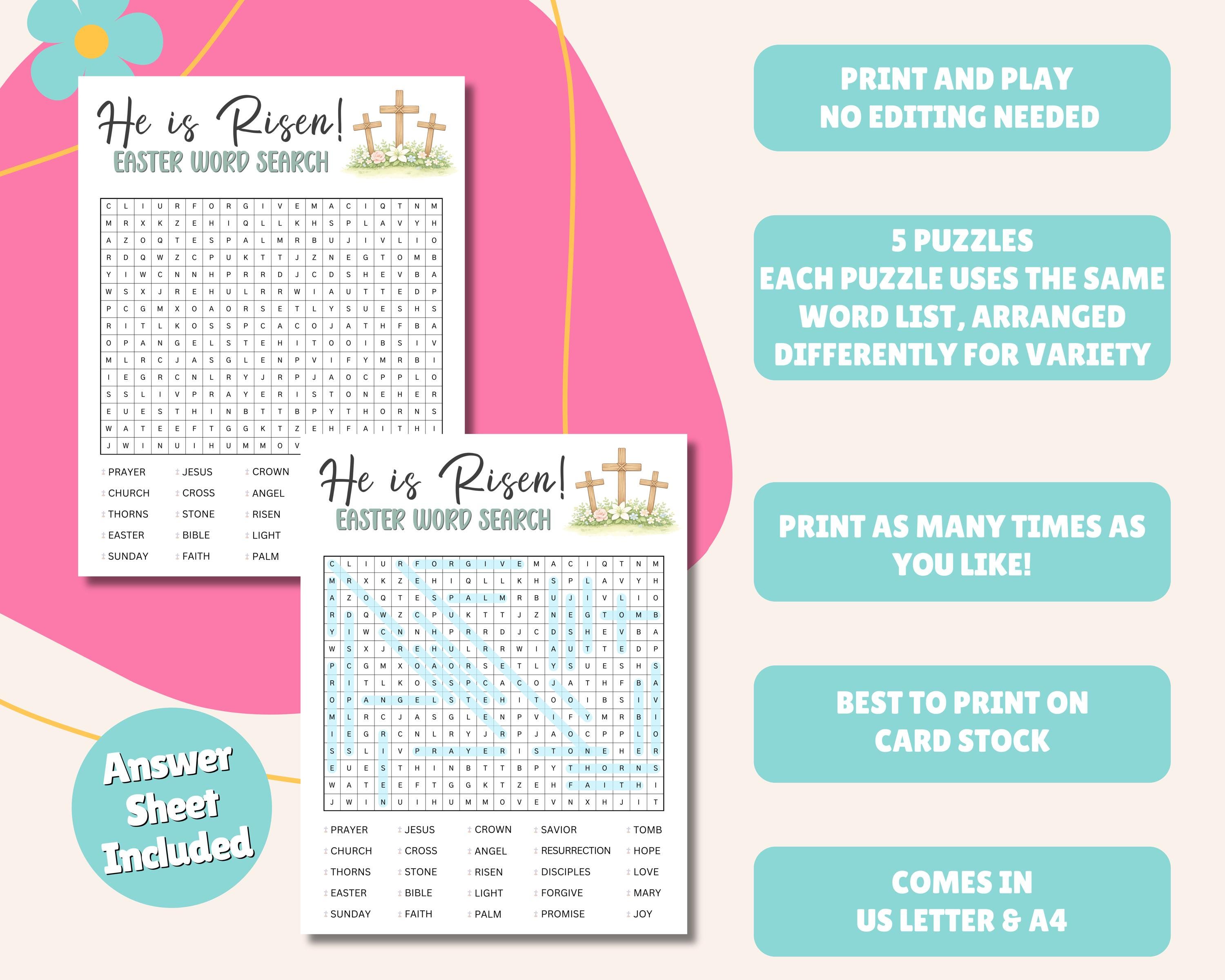 Religious Easter Word Find Game, Christian Easter Word Search Game ...