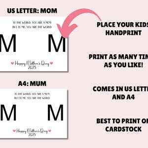 Mother's Day Printable, Mother's Day Handprint Art Mothers Day Gift ...