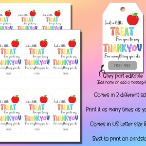 Teacher Appreciation Gift Tag, Staff Appreciation Gift Tag, Teacher ...