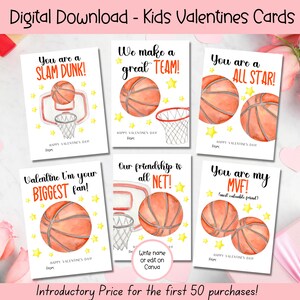 EDITABLE Printable Basketball Valentine Cards, Classroom Valentines Day ...