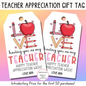 EDITABLE Teacher Appreciation Gift Tag, Staff Appreciation Tag, Teacher ...