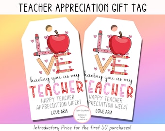 Printable Teacher Gift Tag, End of the School Year Tag, Thank You ...