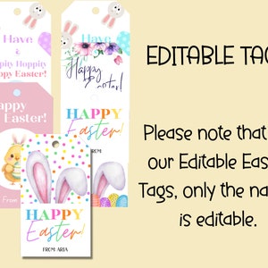 EDITABLE Colourful Easter Bunny Gift Tags, Easter Printables, Kids ...