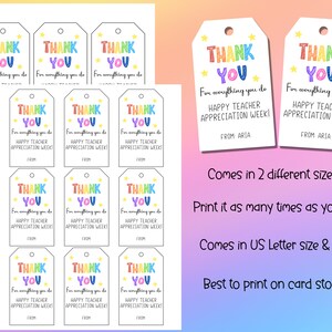EDITABLE Teacher Appreciation Gift Tag Staff Appreciation - Etsy