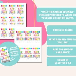 EDITABLE Gummy Bear Valentine Gift Tags, Printable Kids Valentine Tags ...