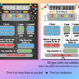 EDITABLE Chalkboard Back to School Sign, Printable School Sign ...