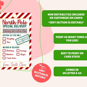 EDITABLE Santa Gift Tag, North Pole Delivery Tags, Present From Santa ...