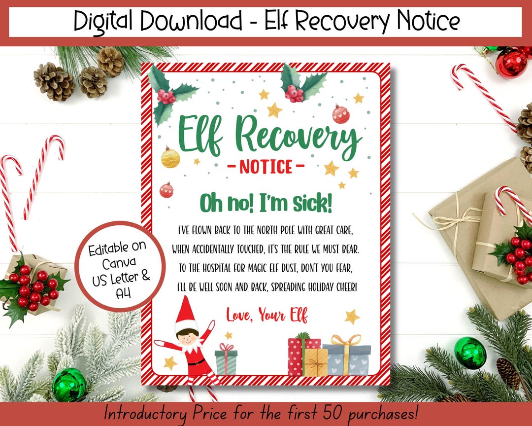EDITABLE Elf Recovery Notice, Elf Lost Magic, Elf Welcome Letter, Elf ...