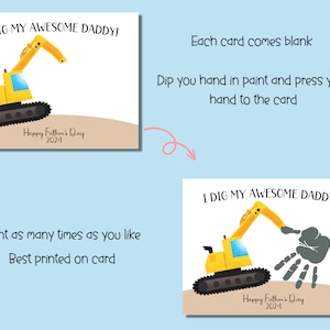 Father's Day Printable, Digger Construction Handprint Art, Fathers Day ...