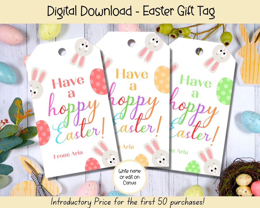 EDITABLE Colourful Easter Bunny Gift Tags, Easter Printables, Kids ...