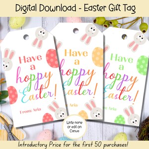 EDITABLE Colourful Easter Bunny Gift Tags, Easter Printables, Kids ...