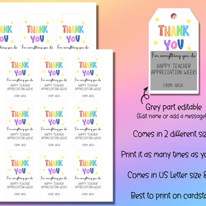 EDITABLE Teacher Appreciation Gift Tag, Staff Appreciation Gift Tag ...