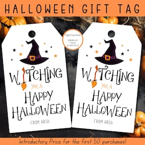 EDITABLE Halloween Gift Tag, Halloween Favor Tag, Trick or Treat Favor ...