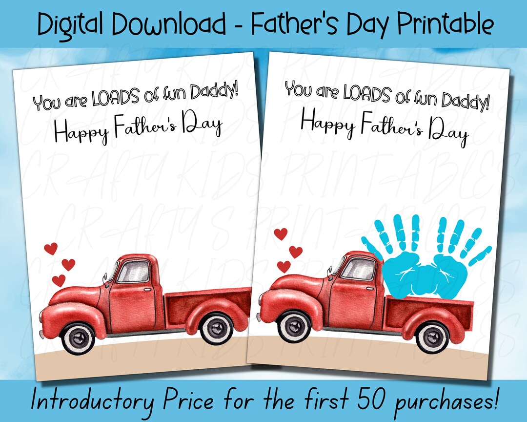 Father's Day Printable Truck Load Handprint Art Fathers - Etsy