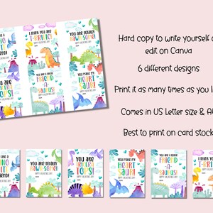 EDITABLE Printable Dinosaur Valentine Card, Classroom Valentines Day ...