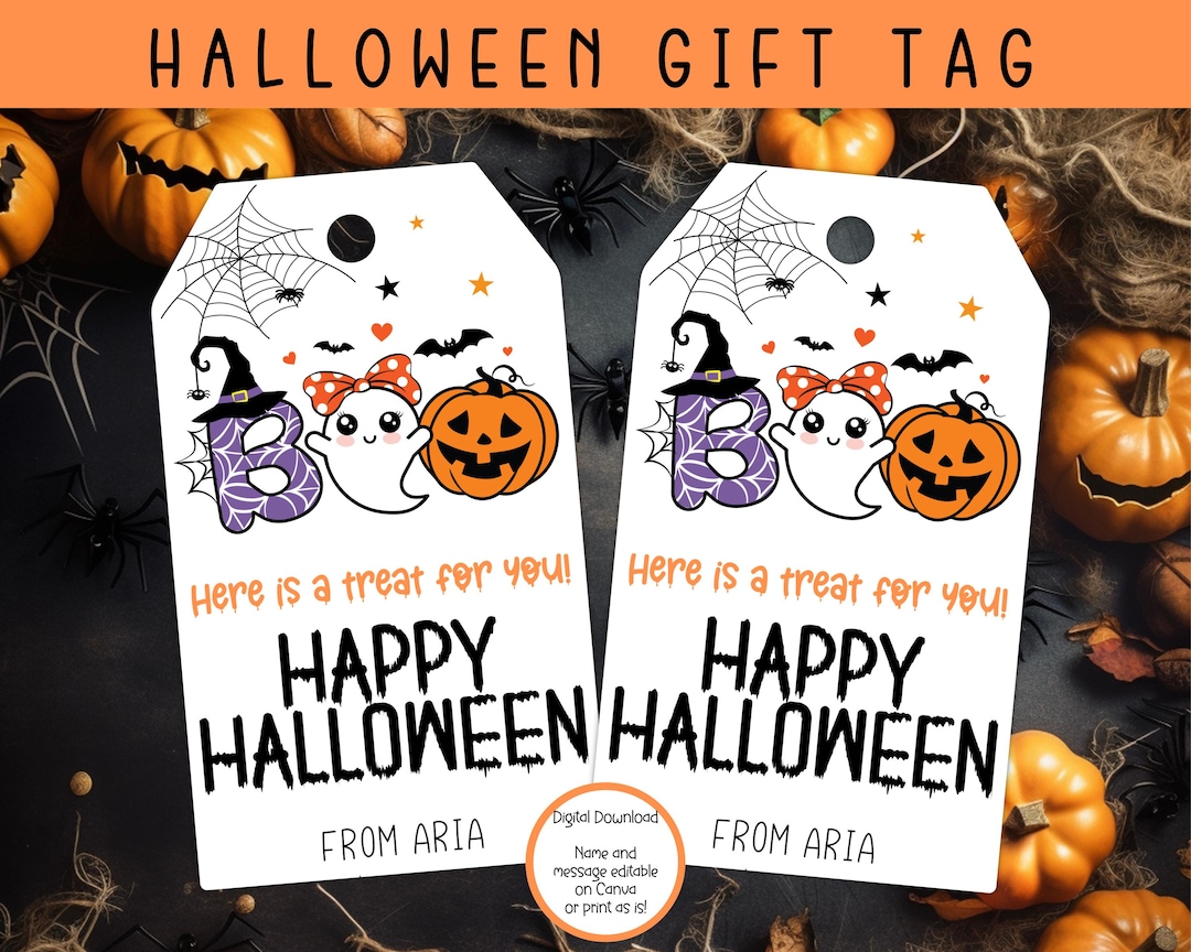 EDITABLE Halloween Gift Tag, Halloween Class Gift Tag, Halloween Favor ...