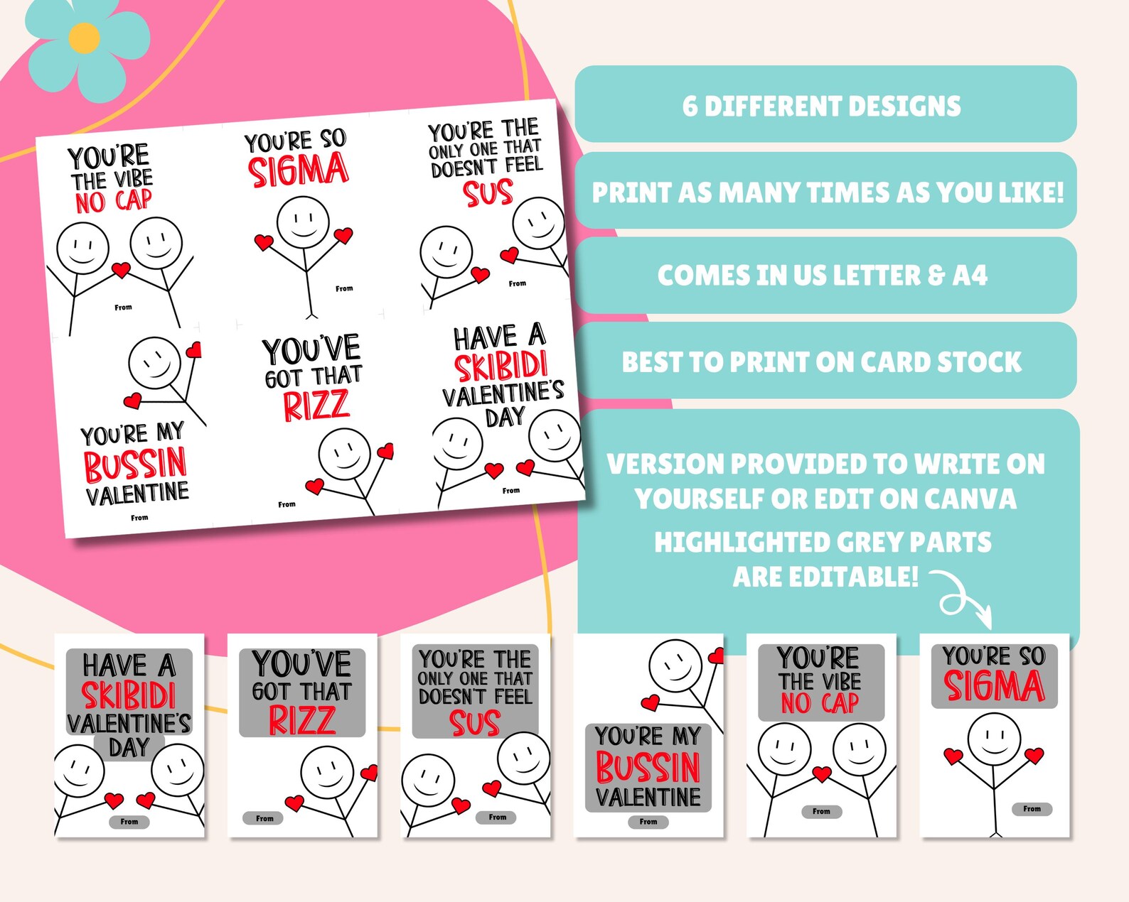 EDITABLE Slang Kids Valentine's Day Cards, Funny Classroom Valentine ...