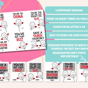 EDITABLE Slang Kids Valentine's Day Cards, Funny Classroom Valentine ...