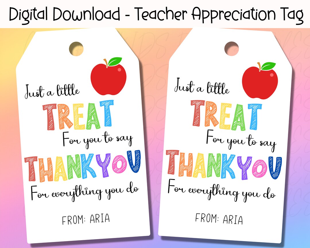 EDITABLE Teacher Appreciation Gift Tag, Staff Appreciation Gift Tag ...