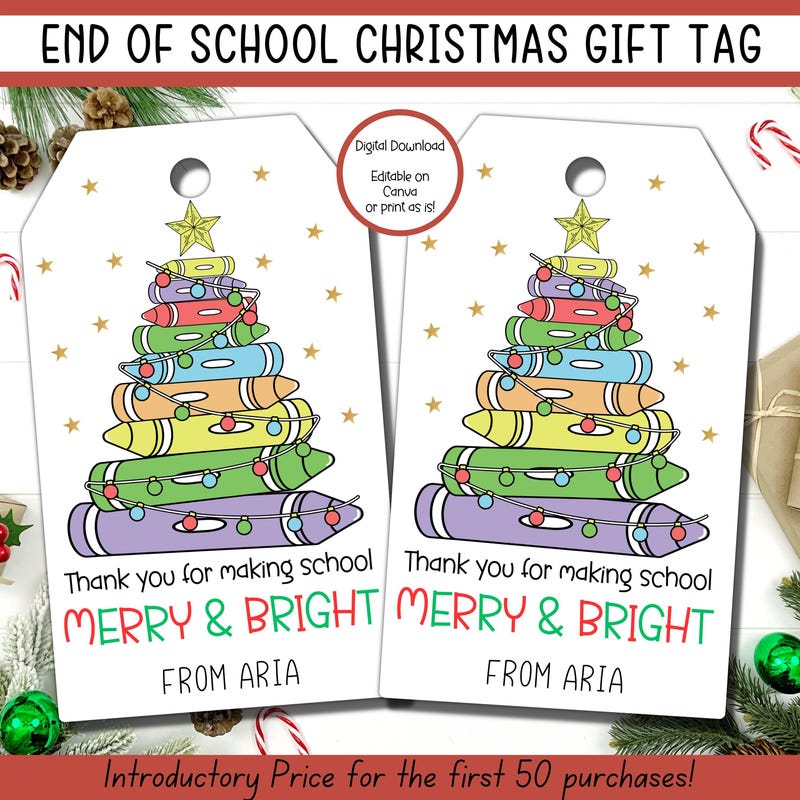 Teacher Christmas Tags - Etsy