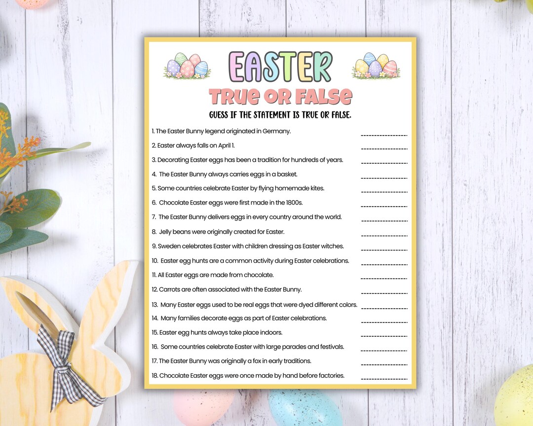 Easter True or False Game, Easter Quiz Game, Easter Printable Game ...