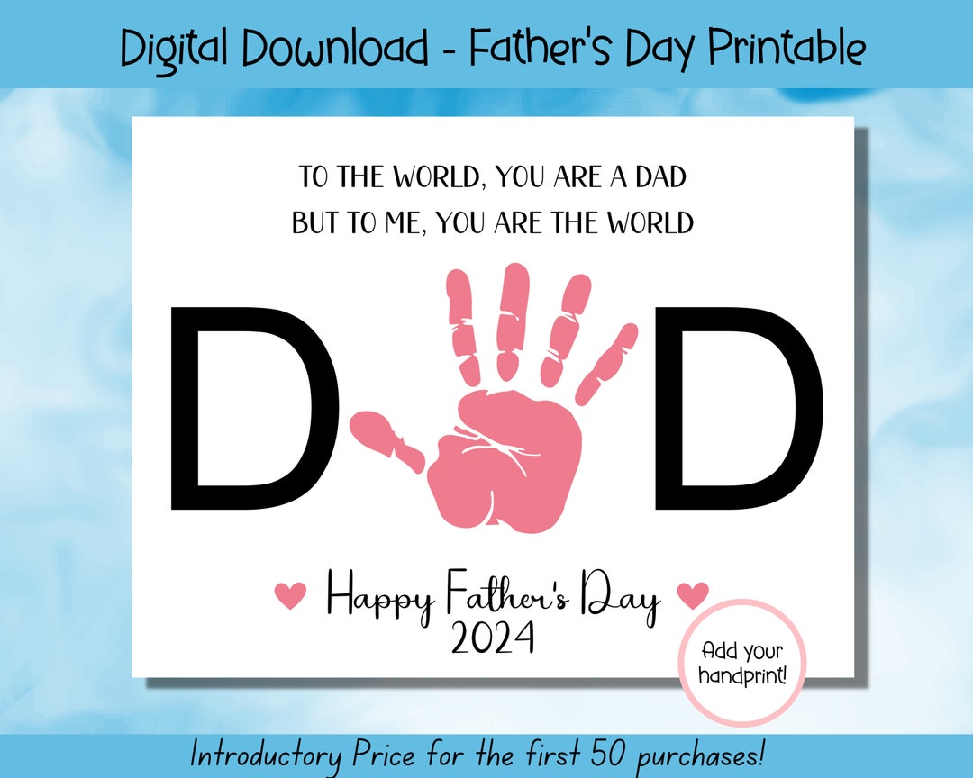 Father's Day Printable, Handprint Art, Fathers Day Gift, Fathers Day ...
