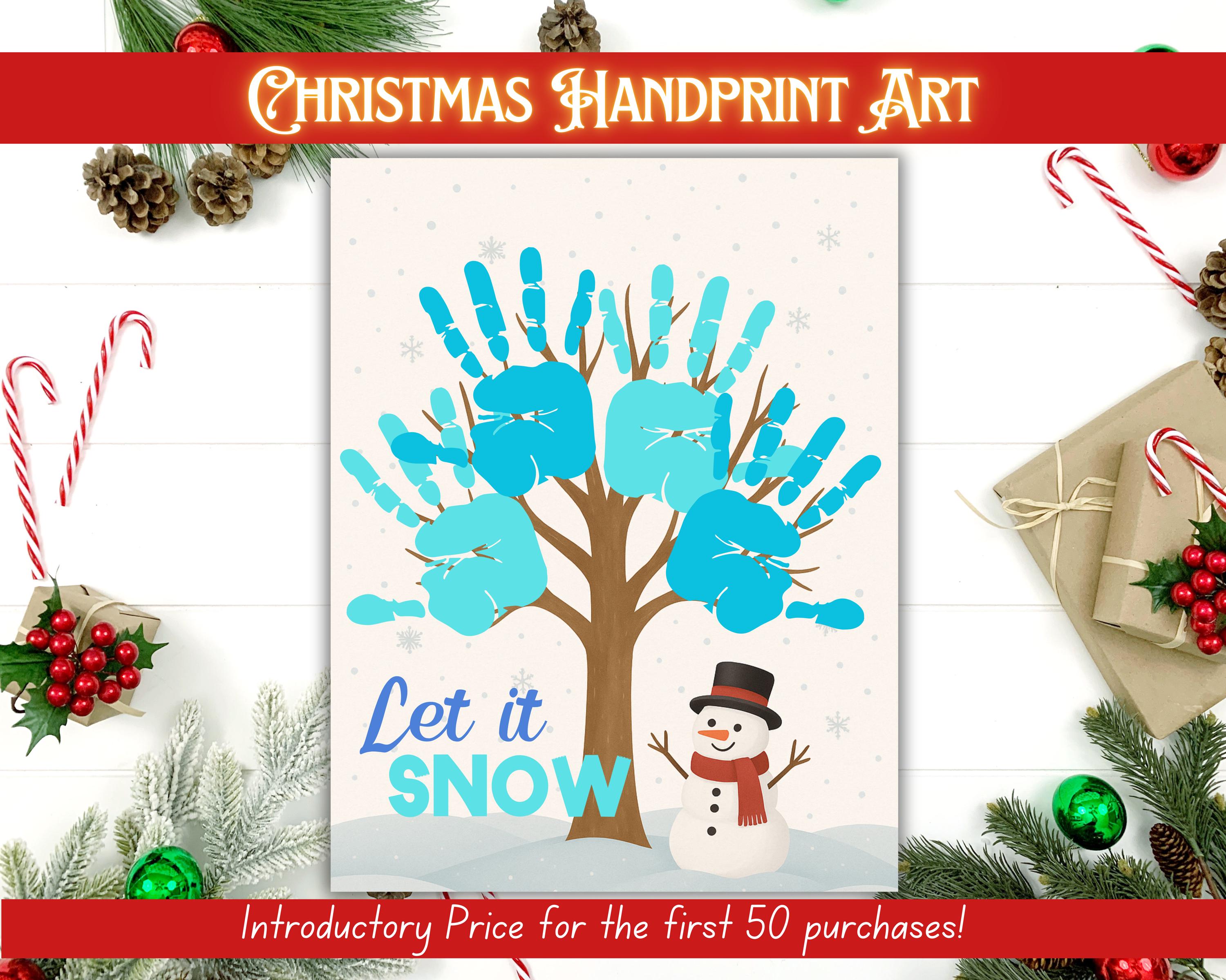 Christmas Handprint Art, Let It Snow Christmas Craft, Christmas ...