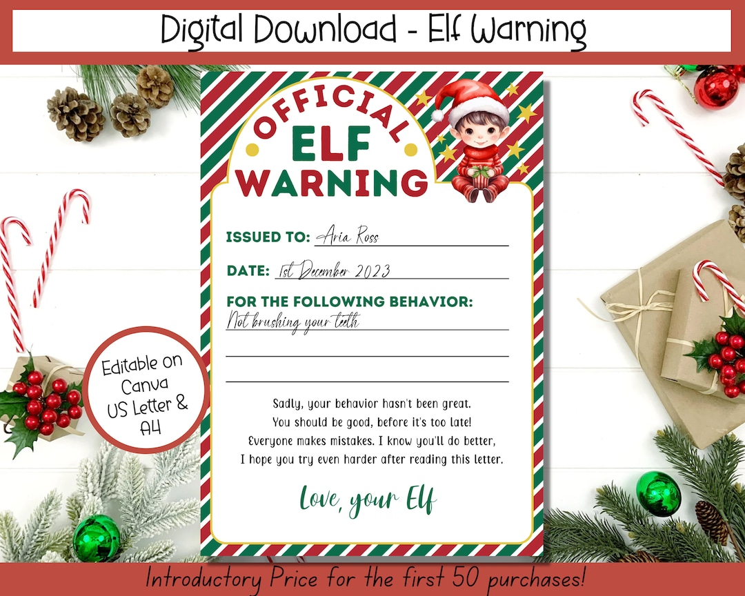 EDITABLE Elf Warning Letter, Elf Behaviour Letter, Elf Naughty Letter ...